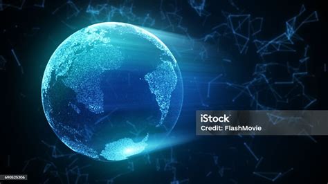 3d Illustration Abstract Globe With Particles And Plexus Structure Copy