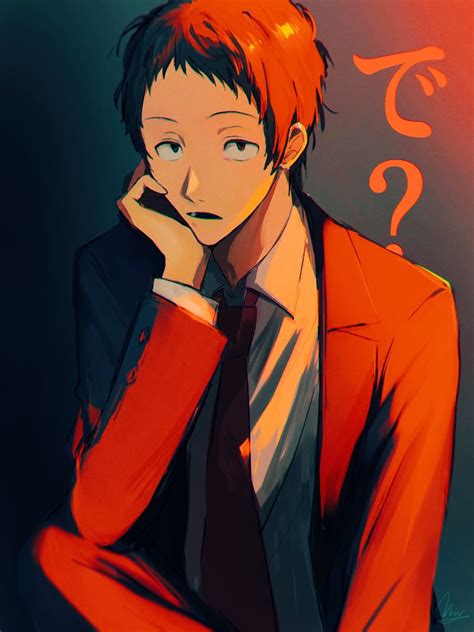 Safebooru 1boy Adachi Tooru Arm Support Black Eyes Black Hair