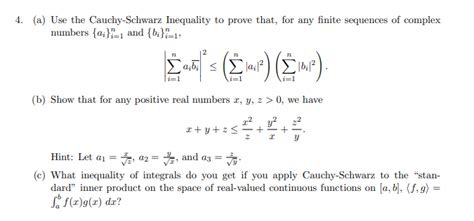 Solved A Use The Cauchy Schwarz Inequality To Prove That Chegg