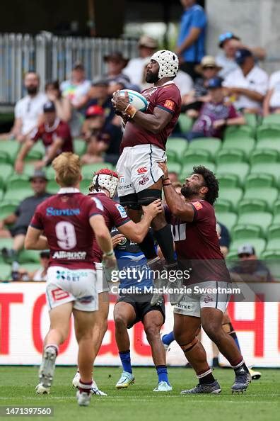 Seru Uru Of The Reds Catches The Ball Is Tackled During 2023 Super