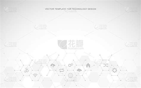 技术背景与平面图标和符号。物联网、通信、网络、创新技术、系统集成的概念和理念。矢量插图。