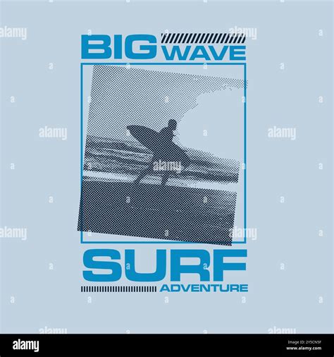 Big Wave Surf Adventure Typography Ocean Surfer Dotted Print Poster
