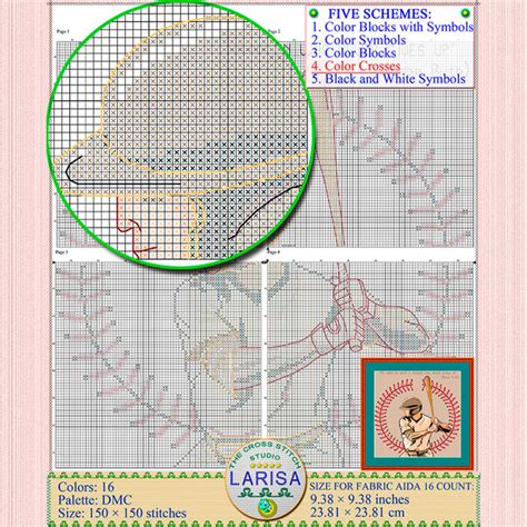 Baseball Cross Stitch Pattern Baseball Player Inspire Uplift