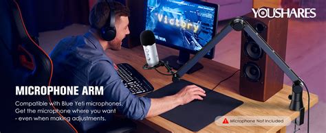 Youshares Blue Yeti Mic Stand With Pop Filter Premium Mic