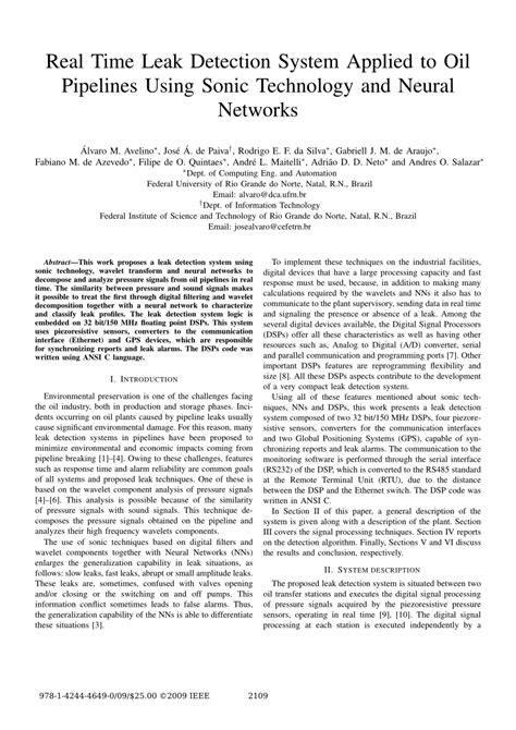 Pdf Real Time Leak Detection System Applied To Oil Pipelines Using Sonic Technology And Neural