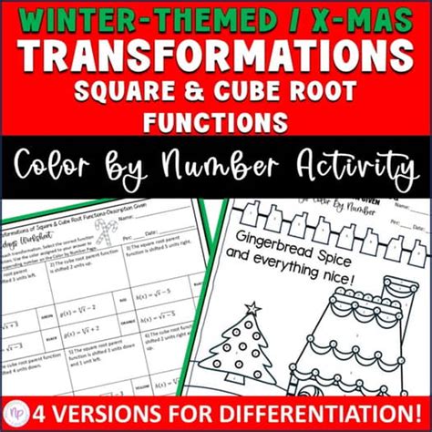 Transformations Of Square And Cube Root Functions Winter Color By Number Activity