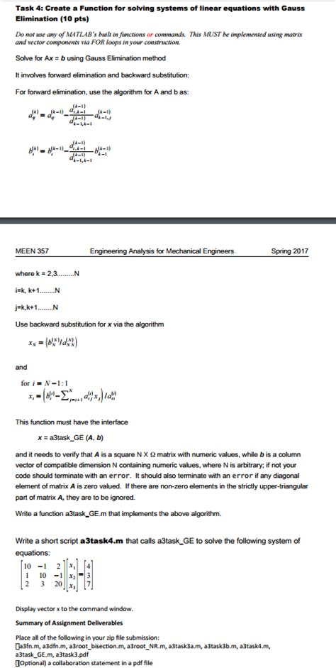 Solved Create A Function For Solving Systems Of Linear Chegg Com