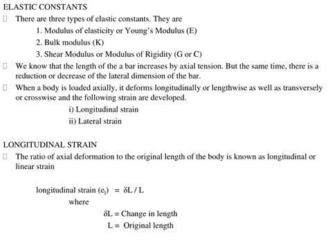 Ppt Elastic Constants There Are Three Types Of Elastic Constants They Are Powerpoint