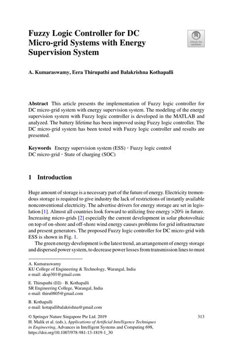 pdf fuzzy logic controller for dc micro grid systems with energy supervision system sigma
