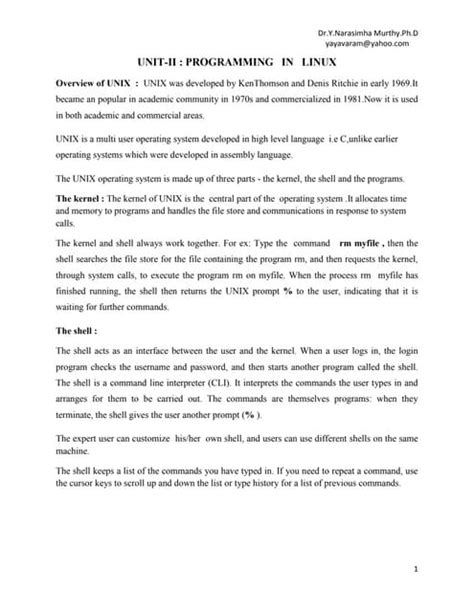 Unit Ii Programming In Linux Docx Computing Technology And Computing