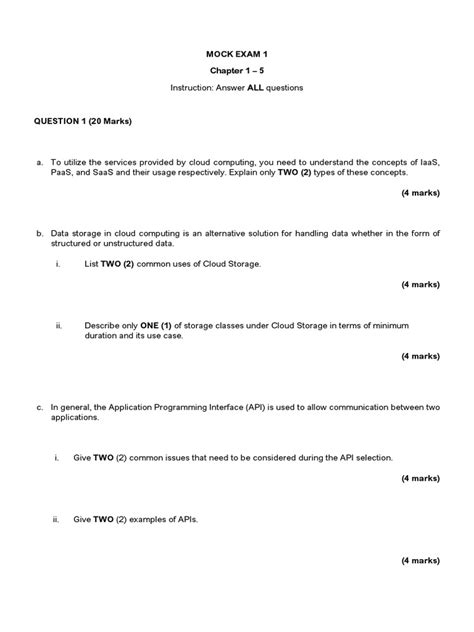 Mock Exam 1 Pdf Pdf Cloud Computing Application Software