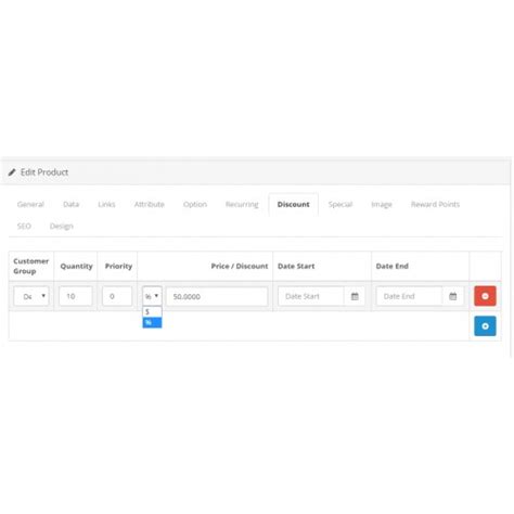 Opencart Product Percentage Discount