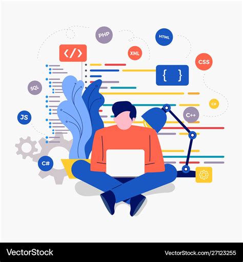 Developer Coding Concepts Royalty Free Vector Image