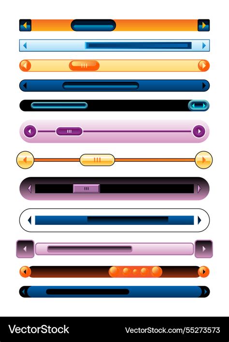 Scroll Bars Slider Set Ui Horizontal Sliders Vector Image