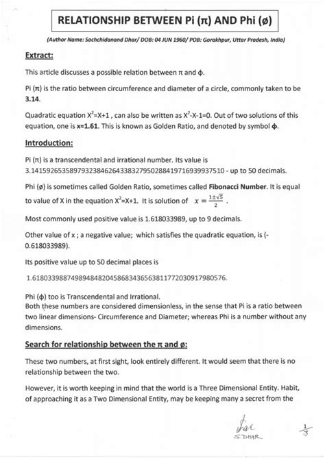 Pdf Relationship Between Pi And Phi