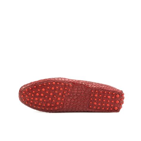 Shoeswingers Red Crocodile Printed Leather Drivers Etsy