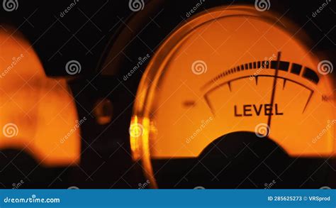 Two Analog Round Indicators Of Audio Signal Level With Yellow Backlight Stock Video Video Of