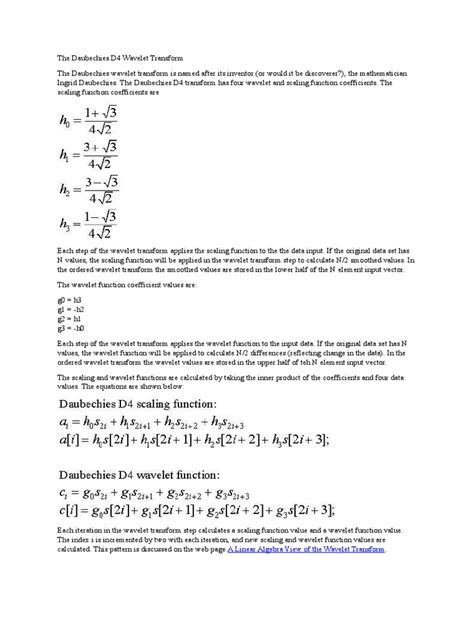 the daubechies d4 wavelet transform download free pdf wavelet