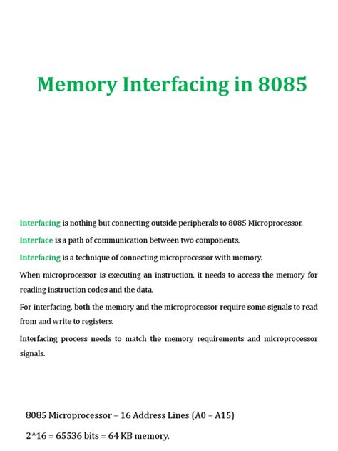 memory interfacing in 8085 pdf input output microprocessor