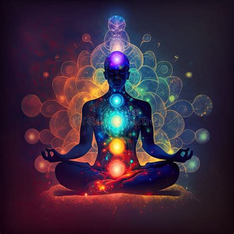 Colorful Illustration Of A Person Sitting In Pose Of Lotus Meditation