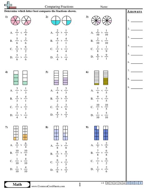 Comparing Fractions Worksheet Download
