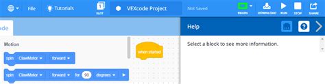 Accessing Help In A VEXcode IQ Blocks Project VEX Library