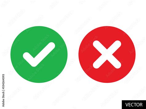 Tick And Cross Check Mark Vector Icons In Flat Style Design For Website Design App UI