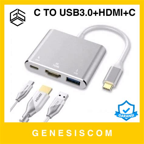 Jual Kabel Converter USB Type C To HDMI Type C USB 3 0 Adapter Cable 3in1 ORI Connector