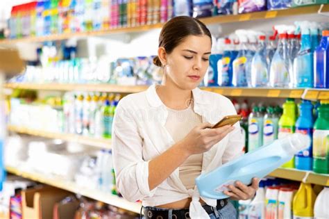 The Girl Scans The Qr Code From The Cafe Door Stock Image Image Of