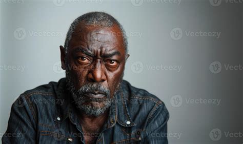 Ai Generated Portrait Of A Elderly Black Man On A Gray Background