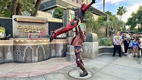 Deadpool Dance Off With Star Lord Brings Some Of The Best Of Marvel To Disney California Adventure