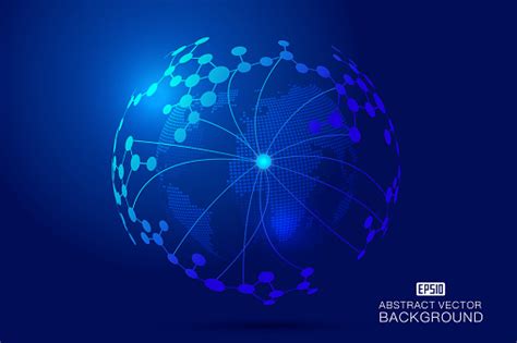 분자 구조 점선 연결 및 디지털 글로브 구성 영역은 유 과학 및 기술의 개념 0명에 대한 스톡 벡터 아트 및 기타 이미지 0명 3차원 형태 Dna Istock