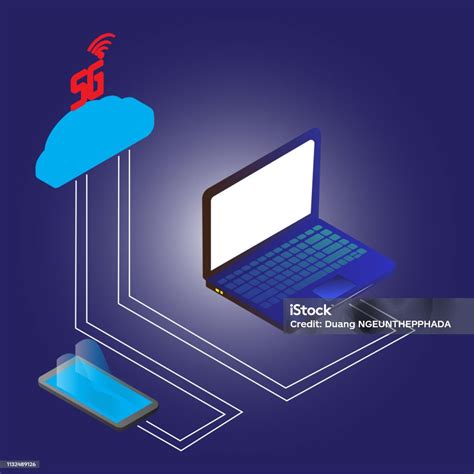 5g 인터넷 무선 신기술 노트북 및 스마트폰을 연결 3차원 형태에 대한 스톡 벡터 아트 및 기타 이미지 3차원 형태 파란색 휴대전화 Istock