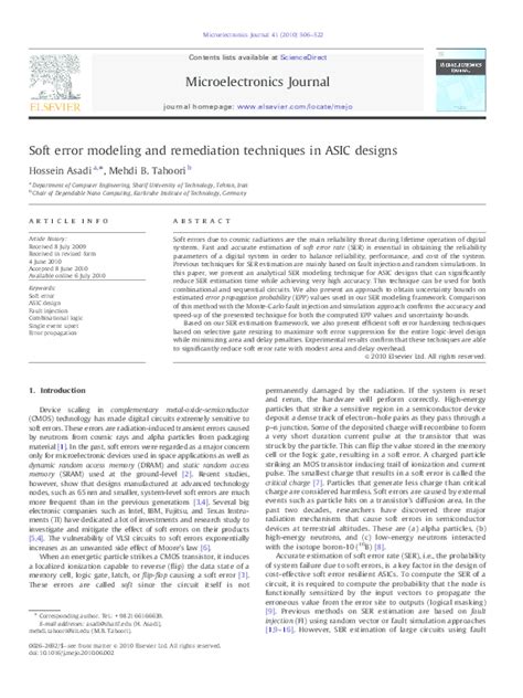 Pdf Soft Error Modeling And Remediation Techniques In Asic Designs