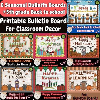 5th Grade Back To School 6 Seasonal Bulletin Boardsdoor Decorations