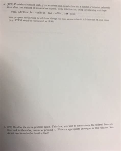 Solved Consider A Function That Given A Current Hour Minute