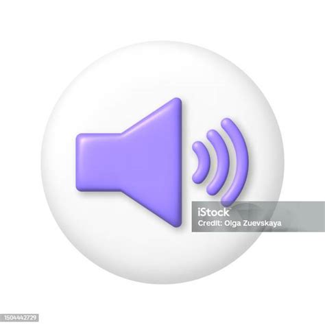 흰색 버튼에 보라색 확성기 스피커 아이콘입니다 3d 만화 벡터 그림입니다 0명에 대한 스톡 벡터 아트 및 기타 이미지 0명 3차원 형태 광고 Istock