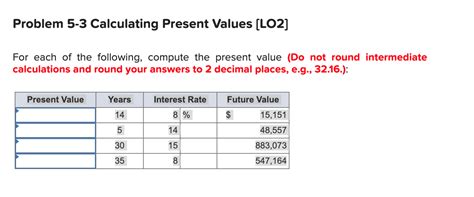 Solved Problem Calculating Present Values LO For Each Chegg