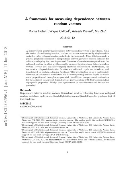pdf a framework for measuring dependence between random vectors