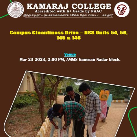 Campus Cleanliness Drive Nss Units 54 56 145 And 146 Kamaraj College