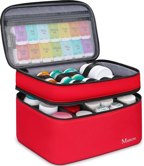 Mancro Dual Layers Medicine Organizer Bag With Lockable