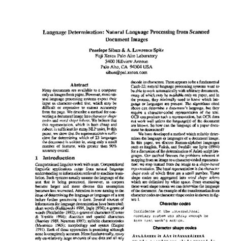 language determination natural language processing from scanned document images acl anthology