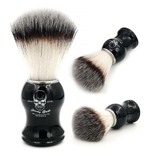 Menesia 남성용 면도 브러시 블랙 핸들 크림 및 비누 해골 283890 티몬