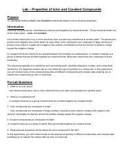 Lab Properties Of Ionic And Covalent Compounds Pdf Lab Properties Of Ionic And Covalent