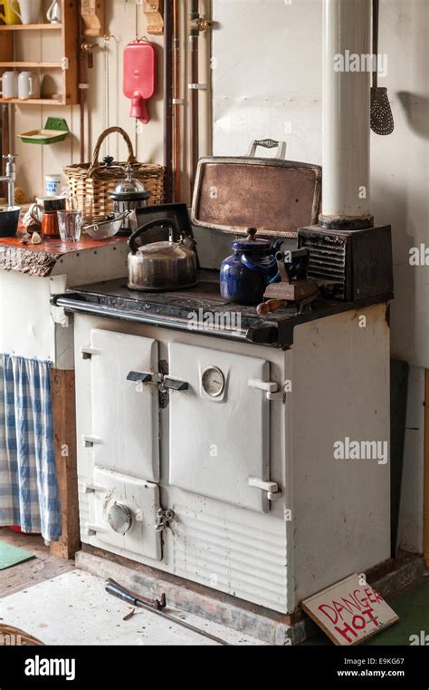 An Old Solid Fuel Rayburn Cooker In An Old Fashioned English Farm