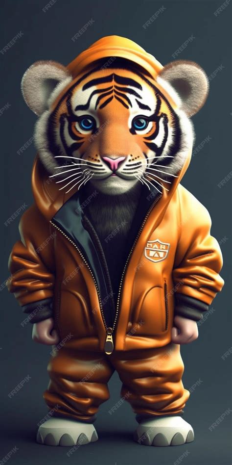 Premium Photo A Tiger In A Jacket With A Blue Eye
