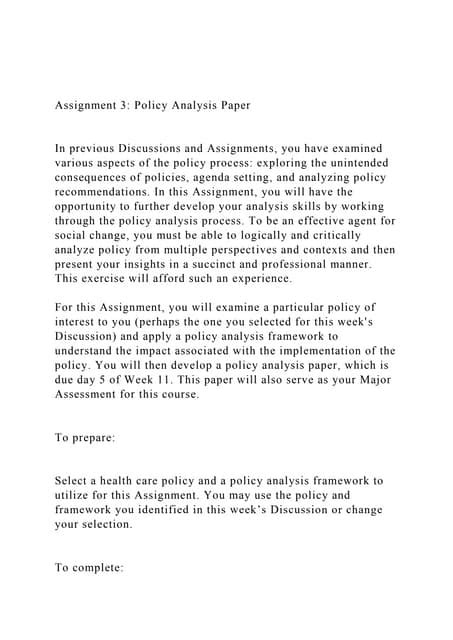 Assignment 2 Health Policy Proposal Analysis Policy Briefdocx
