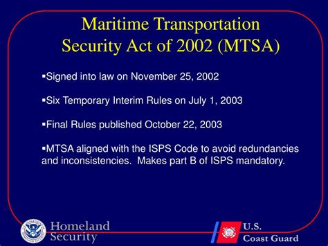 PPT U S Coast Guard ISPS Code Implementation PowerPoint Presentation ID