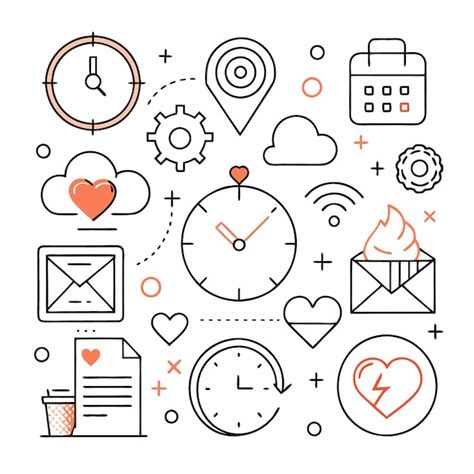 Time Management Concept With Clock Calendar Hearts And Email Icons Premium Ai Generated Vector