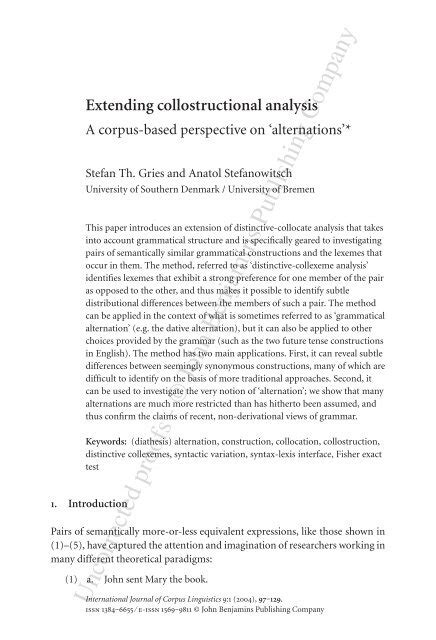 Extending Collostructional Analysis User